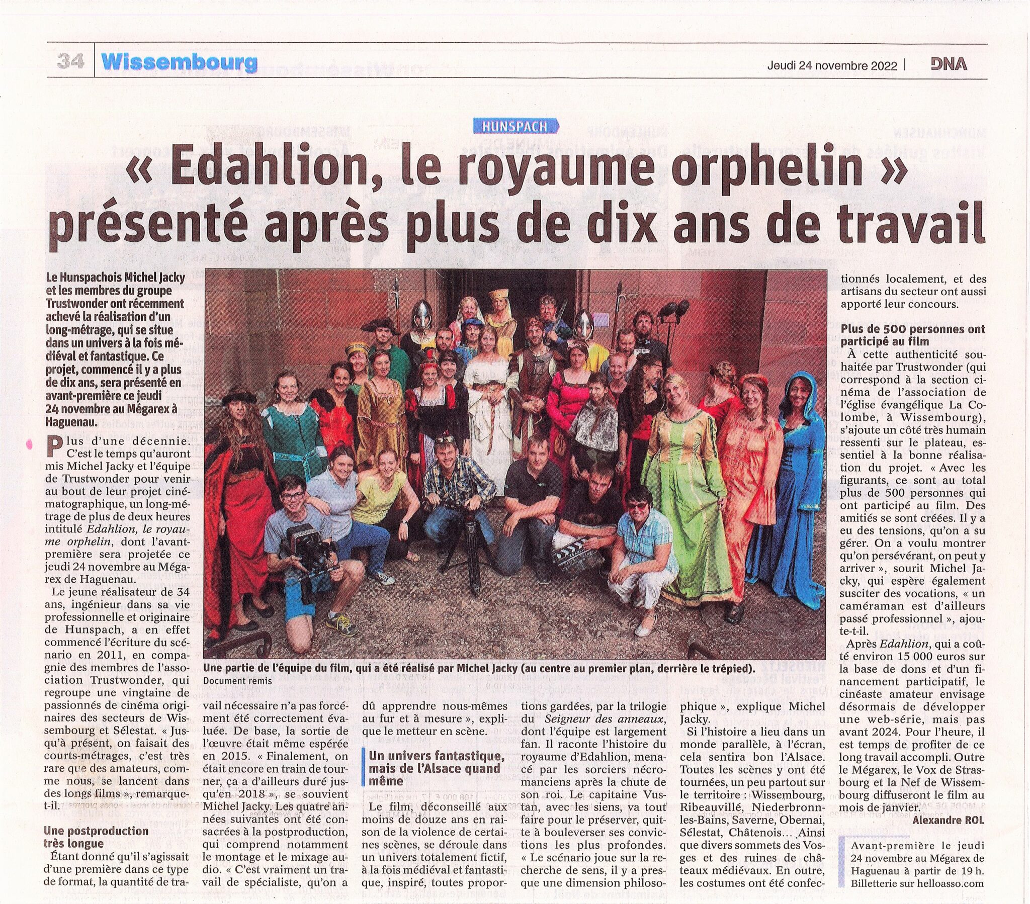 Article DNA film Edahlion – Eglise Evangélique de Wissembourg